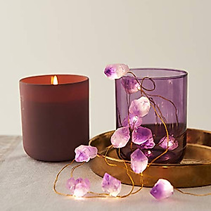 Nature Amethyst Crystal String Lights for Bedroom 6.5FT 20LEDs USB/Battery Operated Grape Crystal Light Pure Purple Fairy Lights Plug in for Natural Life Cute String Lights for Office