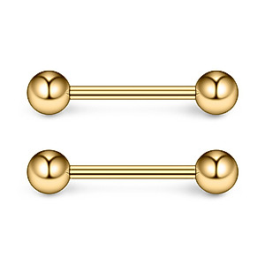 Ruifan Mix Color 316L Stainless Steel Nipple Shield Barbell Ring Bar Body Piercing 16G 16mm 12PCS