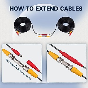100ft/30M All-in-One BNC Video Power Cables, BNC Extension Surveillance Camera Wires for CCTV Camera DVR NVR Systems (2PCS BNC Connectors Included)