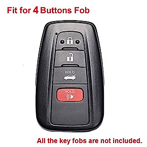 EXUNTECH 2pcs Silicone 4 Buttons Smart Key Fob Cover Remote Keyless Entry Bag Compatible with 2019 2020 2021 Toyota Highlander Camry Avalon C-HR Prius Corolla HYQ14FBC, Black Blue