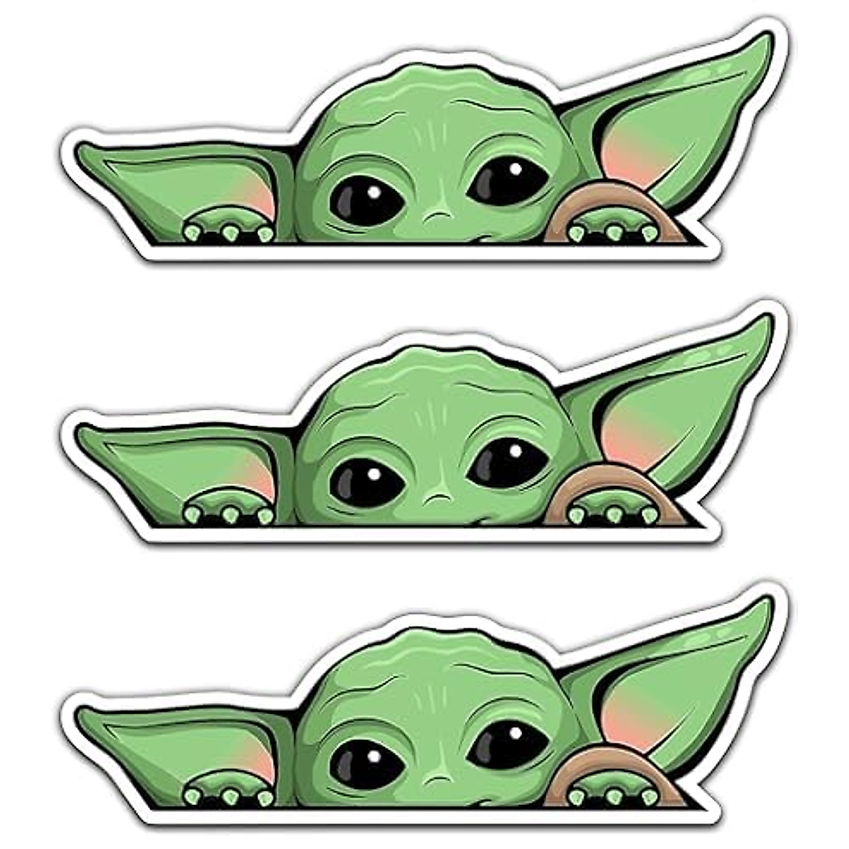 H&S (Pack of 3) Peeking Baby Yoda Vinyl Decal Sticker for Cars | Trucks | Vans | SUV | Walls | Windows | Laptops | Cups | Bottles | Size: 5" x 2"
