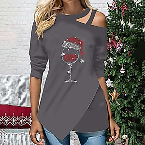JJHAEVDY Christmas Fall Fashion Off Shoulder Sweatshirts for Women Color Block Outfits Classic Dressy Clothes Fashion Sweatshirt Quarter Zip Sweatshirt Shirts(2-Gray,XX-Large)