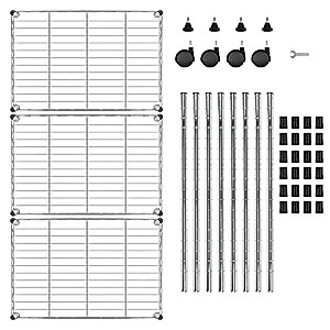 FDW 3 Tier Wire Shelving Metal Storage Shelves 23L x 13W x 32H Layer Storage Shelves with Wheels for Kitchen Garage Small Places,Chrome