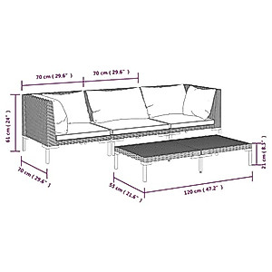 WHOPBXGAD 4 Piece Patio Lounge Set Rattan Chair,Gardens Patio Furniture,Oak Patio Furniture Set,Sui for Gardens, lawns, terraces, poolsides, patios,with s Poly Rattan Dark Gray