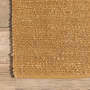 nuLOOM 9x12 Elfriede Jute & Cotton Hand Woven Area Rug, Natural, Solid Rustic Farmhouse Style, Weaved Design, Natural Fiber, For Bedroom, Living Room, Dining Room, Hallway, Office, Entryway