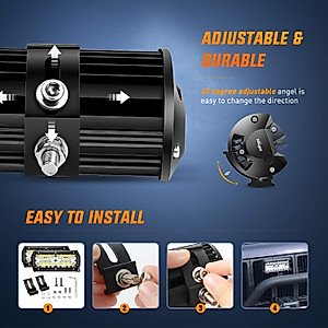 Nilight LED Pods 4PCS 6.5 Inch 120W Light Bar Triple Rows Spot Flood Combo Driving Light Waterproof Led Work Light Off-road Truck Car ATV SUV Cabin Boat, 2 Years Warranty
