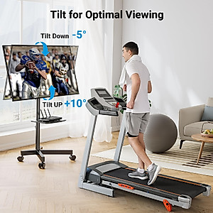 PERLESMITH Mobile TV Stand for 23-60 Inch LCD LED Flat/Curved Panel Screen TVs, Tilt TV Cart Max VESA 400x400 Portable TV Stand with Laptop Shelf Rolling Floor TV Stand Holds up to 88Lbs (PSTVMC06)