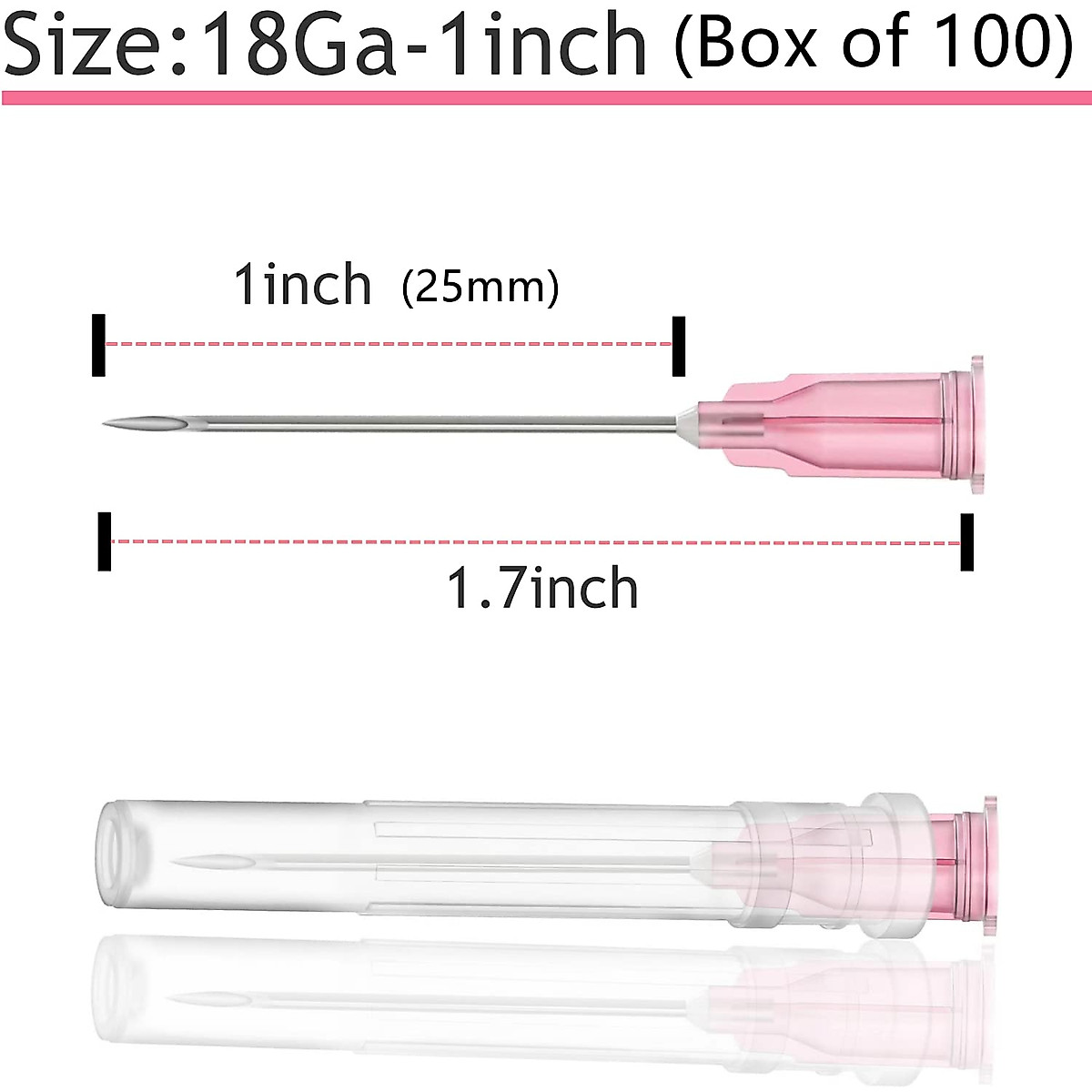 100 Pcs 18Ga 1 Inch/25mm Lab Dispensing Needle Luer Lock, Individually Sealed Wrapped