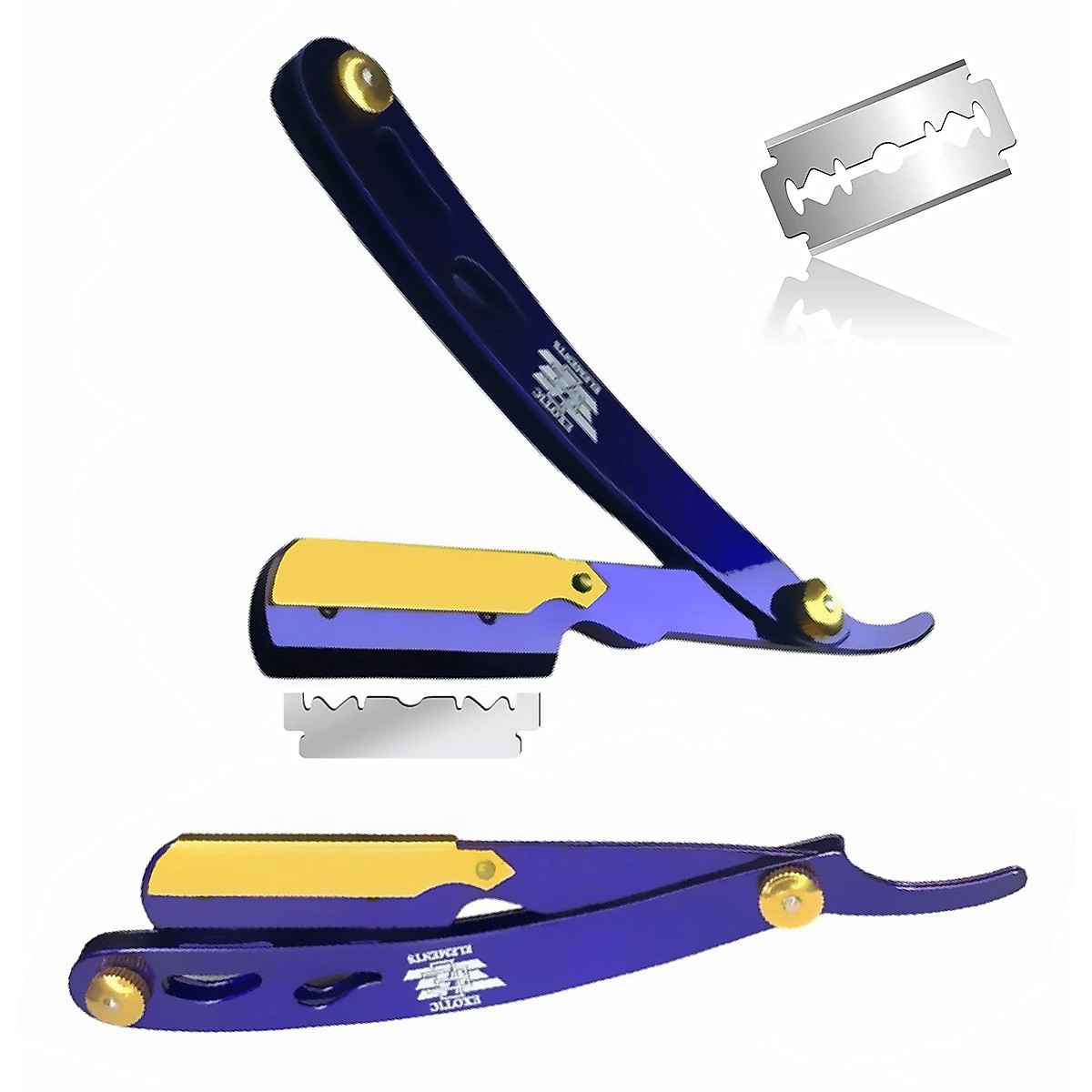 Professional Barbershop Purple Straight Edge Shaving Razor Folding Knife Blade