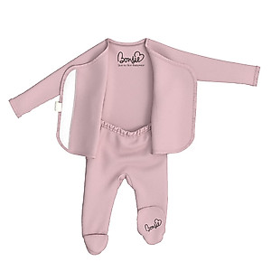 Bonsie Skin to Skin Babywear Footed Bodysuit - Pink Baby One Piece - Peony (0-3 Months)