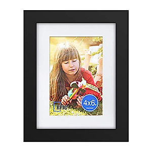 RPJC 6x8 inch Picture Frame Made of Solid Wood and High Definition Glass Display Pictures 4x6 with Mat or 6x8 Without Mat for Wall Mounting Photo Frame Black