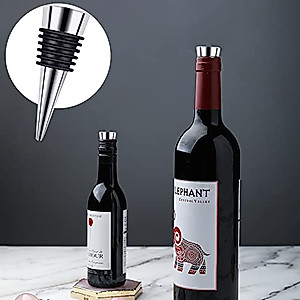 5 Pcs Wine Stoppers for Wine Bottles, Stainless Steel Wine Bottle Stopper, Reusable Wine Saver for Kitchen Bar Wedding, Keep Wine Fresh