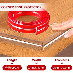 Baby Proofing Edge Guards- Edge Protector Strip for Kids, 6.6Ft(2m) Soft Clear Silicone & PVC Pre-Taped Adhesive Furniture Edge and Corner Guards with Adhesion Promotor, for Table, Cabinets, Drawers