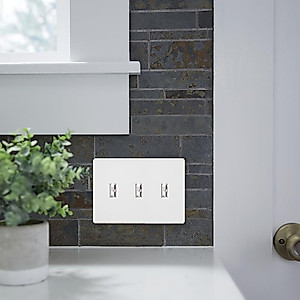 Lutron Fassada 3 Gang Wallplate for Toggle-Style Dimmers and Switches, FG-3-WH, White (1-Pack)