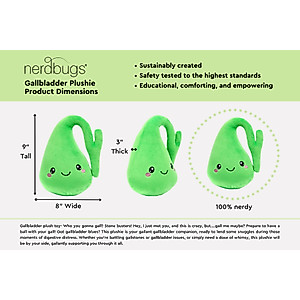 nerdbugs Gallbladder Plush- Who You Gonna Gall? Stone Busters! -Gallbladder Removal Stuffed (Plush) Organ Toy/Get Well Gift/GI Surgery Health Education Toy/Gift for Med Students, Nurses, Doctors