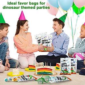Colarr 50 Pieces Dinosaur Birthday Party Favor Bags Dinosaur Party Favor Bags Plastic Candy Goodie Bags Dino Theme Party Treat Bags for Kids Dinosaur Birthday Party Decorations Baby Shower Supplies