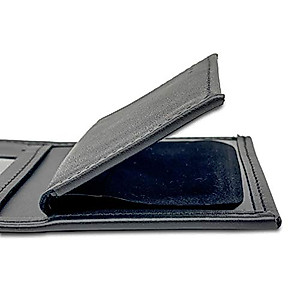 6 Point Star Hidden Badge Bifold WALLET - Genuine Leather Badge 2.9 x 2.57 & ID Holder 2.37 x 3.75 Credit Card WALLET