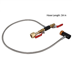 CO2 Refill Adapter with Hose,G1/2 CO2 Cylinder Refill Adapter with Hose For Filling 24" without Gauge,With 2 turn on/off valves, (24" without Gauge)