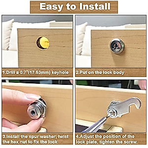 Hecfu 1 Pack Cabinet Locks with Keys, 5/8" Cam Lock keyed Alike, Secure Drawer File Cabinet Mailbox Lock Replacement RV Storage Locks, Zinc Alloy