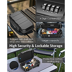 AMIR Portable Safe Box, Combination Security Case LockBox with Code, Waterproof Anti-Theft Mini Travel Safe Box with Removable Chain, Portable Lock Box for Home,Office