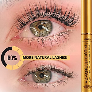 Eyelash Growth Serum Physician Developed, Advanced Biotin for Fuller, Longer, Thicker & Healthier Natural Lashes; Lash Extensions Safe, Oil-free, Irritation free, 5ml Plant-Based