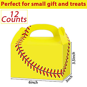 gisgfim 12 Pcs Softball Party Gift Treat Box, Softball Candy Goodie Favor Box for Softball Theme Birthday Baby Shower Party Favors Supplies Decorations