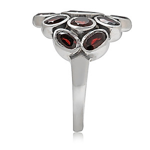 Silvershake 4.75ct. Natural Garnet White Gold Plated 925 Sterling Silver Cluster Cocktail Ring Size 7