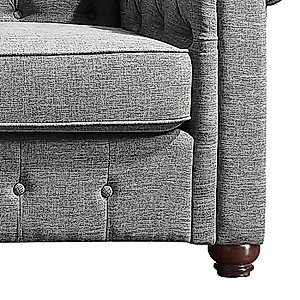 Rosevera Genevieve Upholstered Fine Polyester Collection Tufted Loveseat Couch, Contemporary Chesterfield Armrest,Sectional Sofa for Living Room Apartment, 2SEAT, Gray 2SEAT