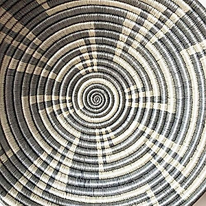 African Basket- Malindi/Rwanda Basket/Woven Bowl/Sisal & Sweetgrass Basket/Blue-Gray, White