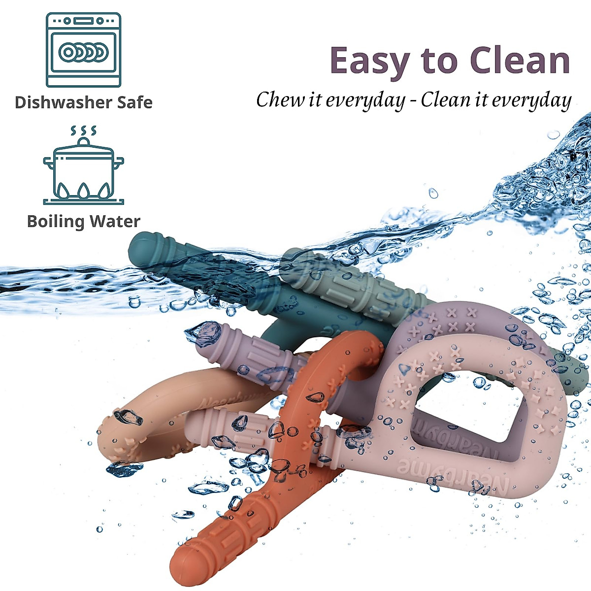 Sensory Oral Motor Chew Tool, P Shape Sensory Chew Toy, 3 Pack Silicone Chewing Sticks for Autistic Chewers, ADHD, Baby Nursing or Special Needs (A)