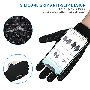 Achiou Winter Gloves for Men Women, Touch Screen Texting Warm Gloves with Thermal Soft Knit Lining,Elastic Cuff
