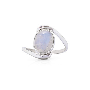 Moonstone Vintage Gipsy Ring 925 Sterling Silver Oval Stone Boho Chic Jewelry (9)