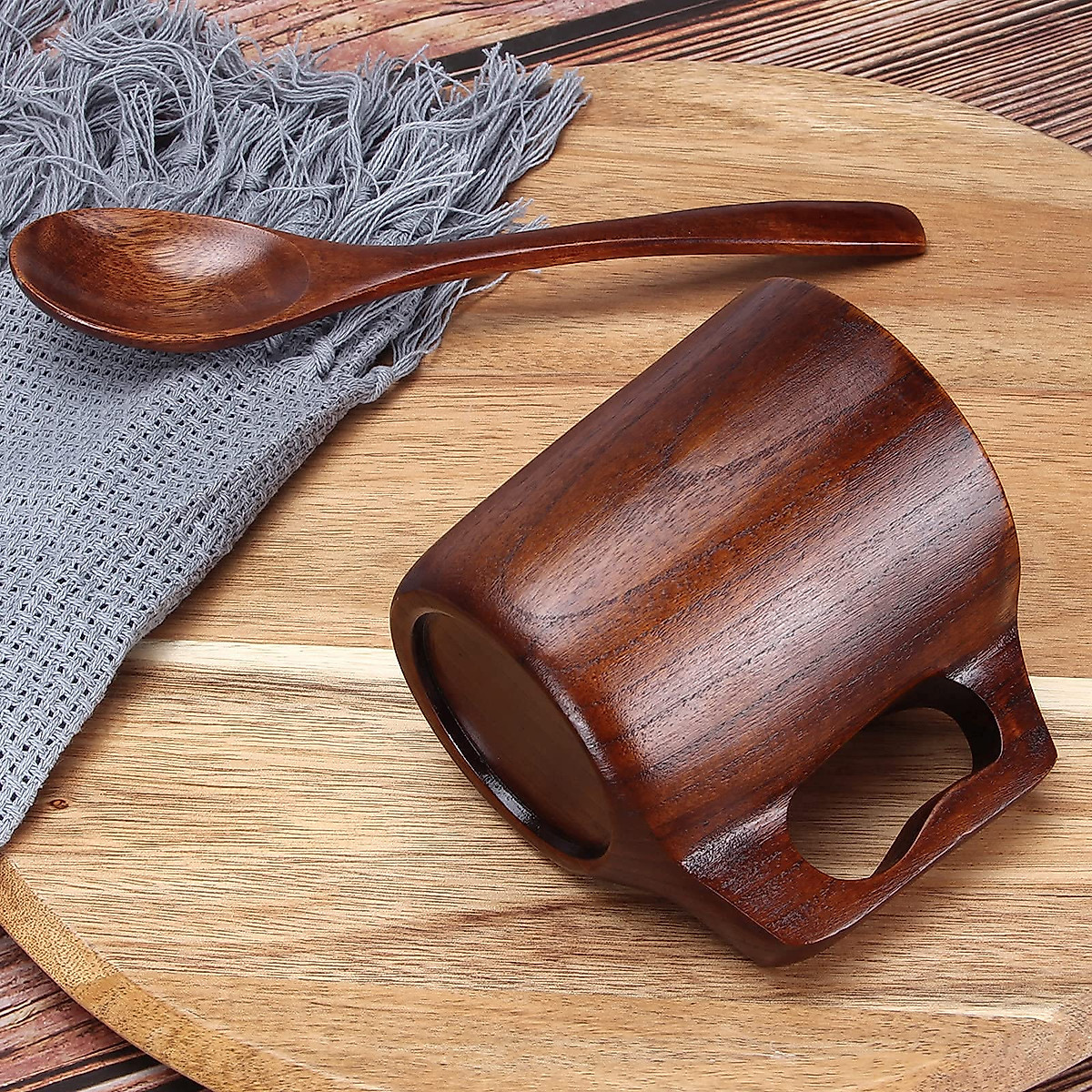 Handmade Wooden Mug for Men Women 12 oz Coffee Mug Man Gift Small Wood Cup Tankard Barrel Mug Wooden Beer Mug Outdoor Tea Drinking Cup Cool Viking Mug Male Coffee Mug