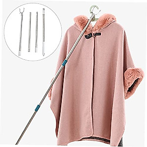 Cabilock 4pcs Clo Metal Fork Utility Cm Pole Balcony Hooks Tool Reaching Garment Ceiling Outdoor High Drying with Reach Rack Clothing Clothesline Steel Hanger Prop Pull Wardrobe Poles