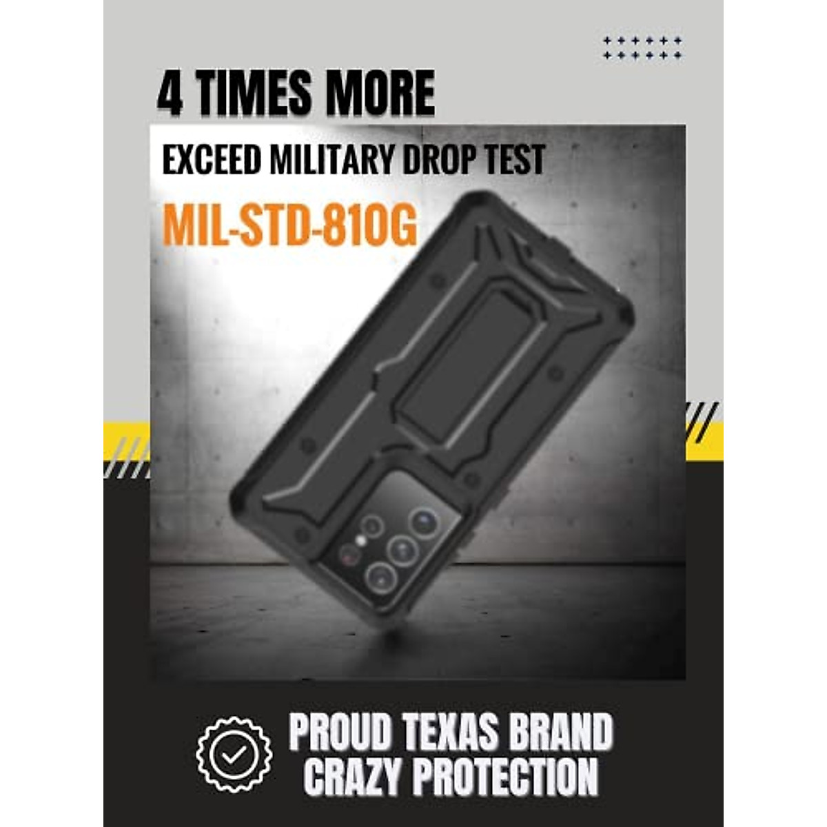 ArmadilloTek Vanguard Compatible with Samsung Galaxy S21 Ultra Case, Military Grade Full-Body Rugged with Built-in Kickstand [Screenless Version] - Black