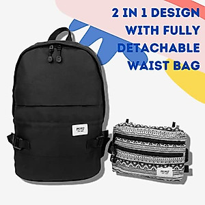 J World New York Deuce Backpack with Detachable Waist Bag, Tribal, 17.3 X 12.2 X 6.3 (H X W X D)