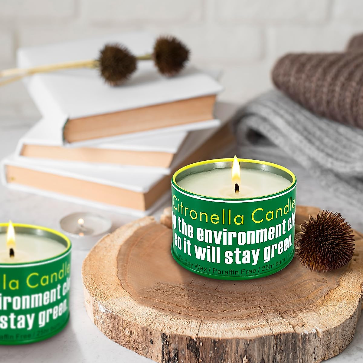 Citronella Candles, Indoor Outdoor Lemongrass Scented Candles, 4 OZ 2 Pack Pure Citronella Oil and Natural Soy Wax Long Lasting Burning Hand Poured Emergency Candles
