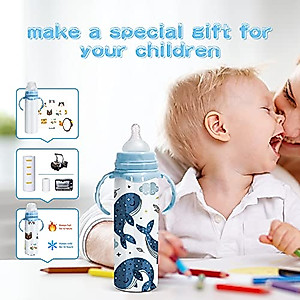 AGH 8OZ Sublimation Sippy Cups with Blue Handle, 4 Pack Sublimation Blank Kids Stainless Steel Tumblers Anti-drop Baby Bottle Stainless Steel Insulated Toddler Water Cups