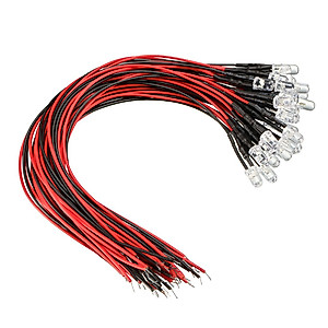 uxcell 30Pcs 5mm Pre Wired LED, Slow Flashing DC9-12V Clear Lens, Light Emitting Diodes