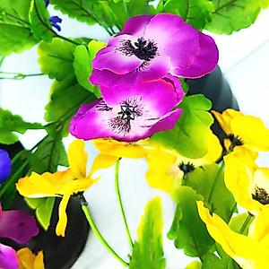QIANYUN Artificial Pansies 4PCS Wildflower UV Resistant Outdoor Decoration-Fall Decor Faux Plastic Daisy Greenery Shrub Plant Garden Porch Window Box Home Wedding Farmhouse Decor (Purple)