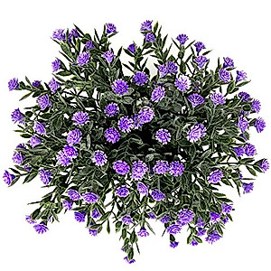 Artificial Flowers Mini Plastic Baby Breath, MASUMARK SM Fake Plants Shrubs Gypsophila Grass Bushes Home Garden Office House Outdoor Indoor Wedding DIY Decor Planter Filler Decoration - Purple 20 Pack