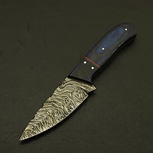 Custom Handmade Damascus Steel Camping Tracker Hunting Knife | Beautiful Rose Wood Handle With Leather Sheath