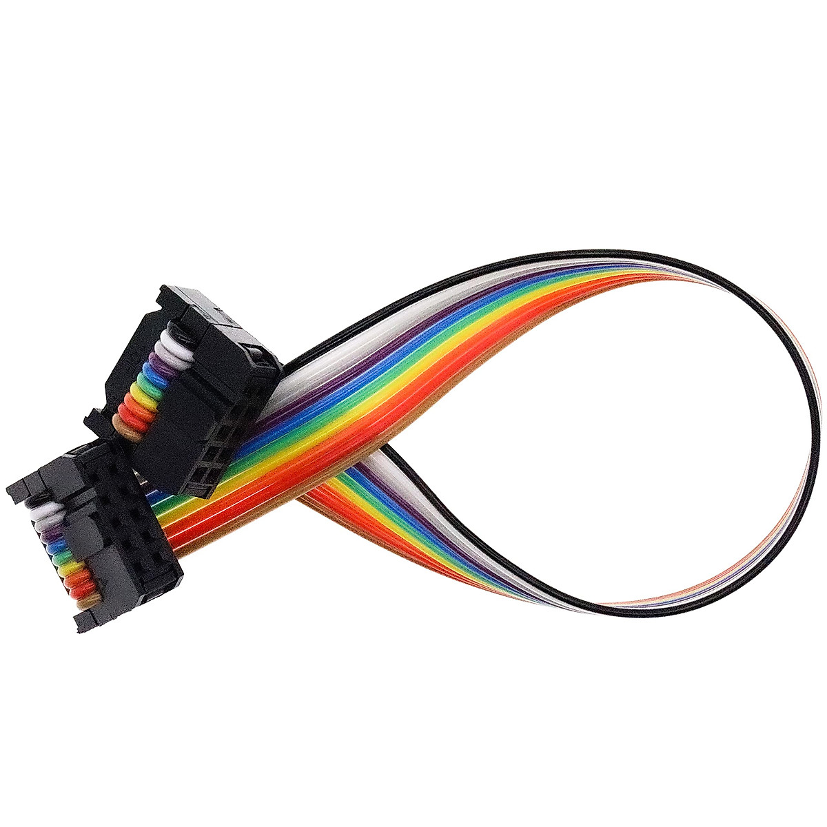 whiteeeen 10pcs 10 Pin for Flat Colorful Ribbon Cable 0.1" Pitch Female to Female Sockets About 7.87" IDC Connector