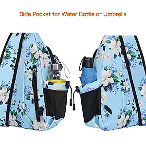 MOSISO Sling Backpack, Myrtle Flower Crossbody Travel Hiking Daypack Chest Bag with Anti-theft Pocket, Blue