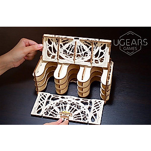 UGears 3D Puzzle for Board Games - Wooden Card Holder for 12 Sets of Playing Cards - Unique Mechanical Devices for Family Tabletop and Role-Playing Games - Wooden Construction Kits for Adults