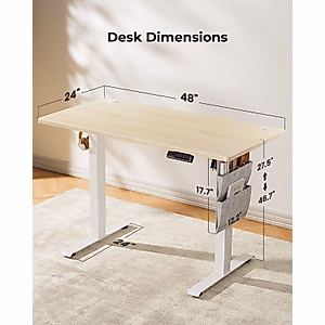 Marsail Electric Standing Desk, 40x24 Inch Adjustable Height Home Office Gaming Desk with 4 Memory Presets, Storage Bag, Stand-Up Desk for Computer Workstations. Headphone Hook,Cable Organizer