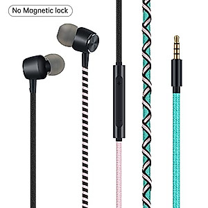 URIZONS 3.5 Jack Wired Earphones Teens Braided Headphones - with Microphone High Definition in-Ear Sports Headset for iPhone Samsung Laptop (Green)