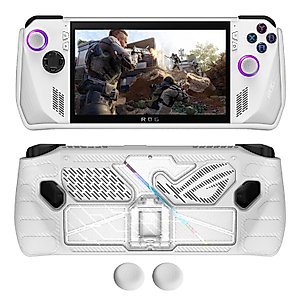 Sonicgrace Protective Case Compatible with ASUS Rog Ally 2023, TPU Full Body Protector Case Cover with Kickstand, Non-Slip Handheld Game Console Skin with Stand for Rog Ally Accessories, White