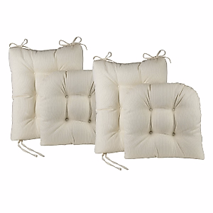 Klear Vu Omega Non-Slip Rocking Chair Cushion Set with Thick Padding and Tufted Design, Includes Seat Pad & Back Pillow with Ties for Living Room Rocker, 17x17 Inches, 2 Piece Set, Ivory