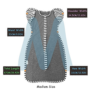 aQuooky Baby Blanket Sack with Arms Free Design,Transition to Arms Free Wearable for Newborn Girl and Boy,Medium 3-6Months, Grey Color